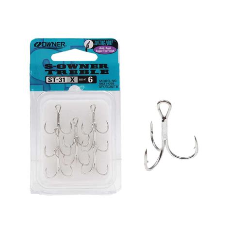 Owner St 31 X Treble Hooks Size No No 4