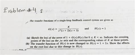solved problem4 the transfer functions of a single loop
