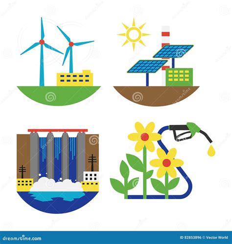 Alternative Energy Source Set Vector Illustration Stock Vector Illustration Of Generation