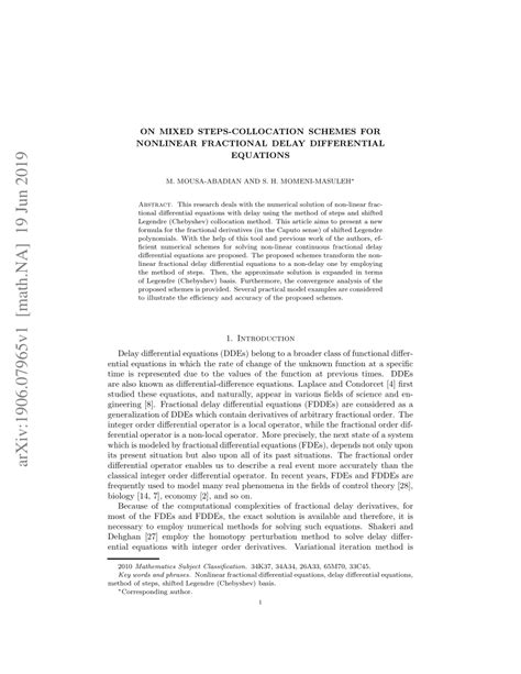 Pdf On Mixed Steps Collocation Schemes For Nonlinear Fractional Delay Differential Equations