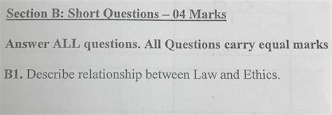 Solved Section B Short Questions 04 Marks Answer All