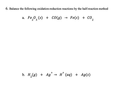 Balance The Following Oxidation Reduction Reactions