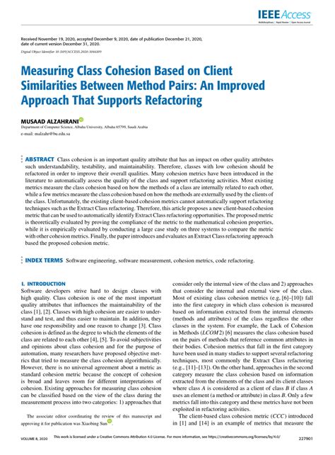 Pdf Measuring Class Cohesion Based On Client Similarities Between