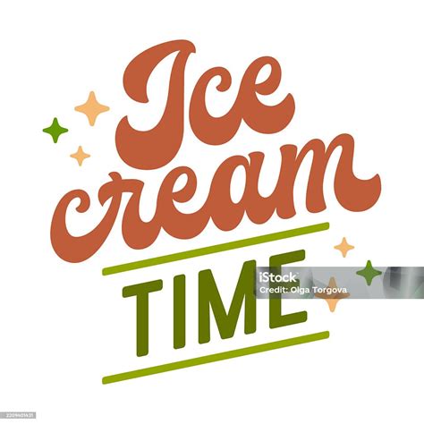 아이스크림 타임 타이포그래피는 대담한 복고풍 스크립트 스타일의 장난기 넘치는 레터링이 특징입니다 장식용 별 폭발이 텍스트를 둘러쌉니다 행복으로 가득 찬 즐거운 여름 분위기를