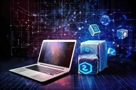 Modern Laptop Caught In The Swirling Vortex Of Data Nanotechnology And Artificial Intelligence