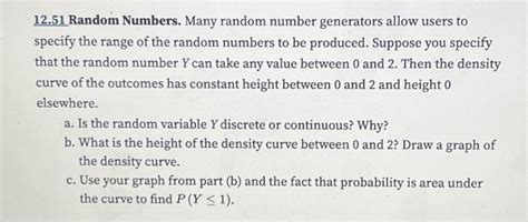 Solved 1251 Random Numbers Many Random Number Generators