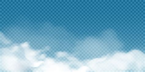 투명 한 배경에 현실적인 흰색 적정 구름 3d 연기 또는 안개의 벡터 그림입니다 배너 포스터 웹 일기 예보를위한 천연 안개 디자인 요소 구름에 대한 스톡 벡터 아트 및 기타
