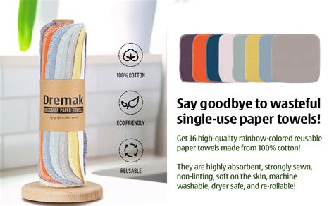 Reusable Paper Towels Washable Roll Pack Of 16 Kitchen