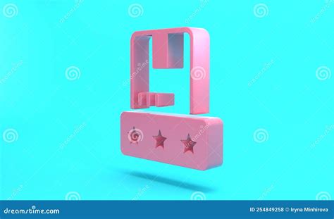 Pink Consumer Or Customer Product Rating Icon Isolated On Turquoise Blue Background Minimalism