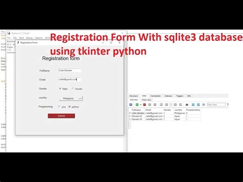Registration Form Using Tkinter Python 3 Part 2 Database 20 Python