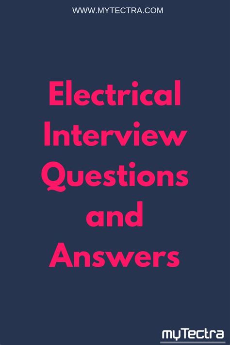 Electrical Interview Questions And Answers Most Frequently Asked Electrica Electrical