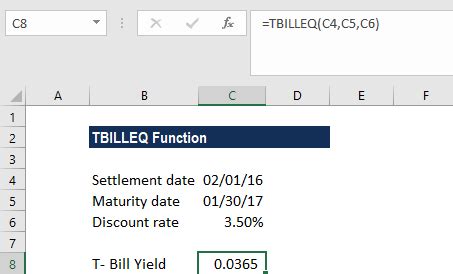 TBILLEQ Function Formual Examples How To Use TBILLEQ
