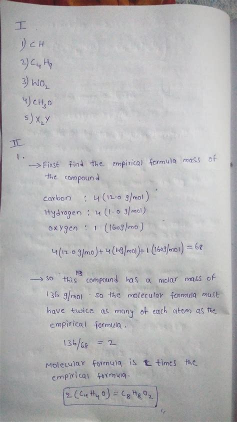 [solved] Exercises Chemical Formula I Write The Empirical Formula For