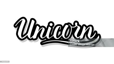 디자인 일러스트 개념에 대 한 유니콘 서 예 템플릿 텍스트입니다 필기 레터링 제목 벡터 단어 흰색 고립 된 배경 광고에 대한