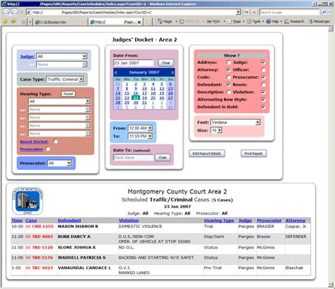 A Highly Configurable Net Court Docket