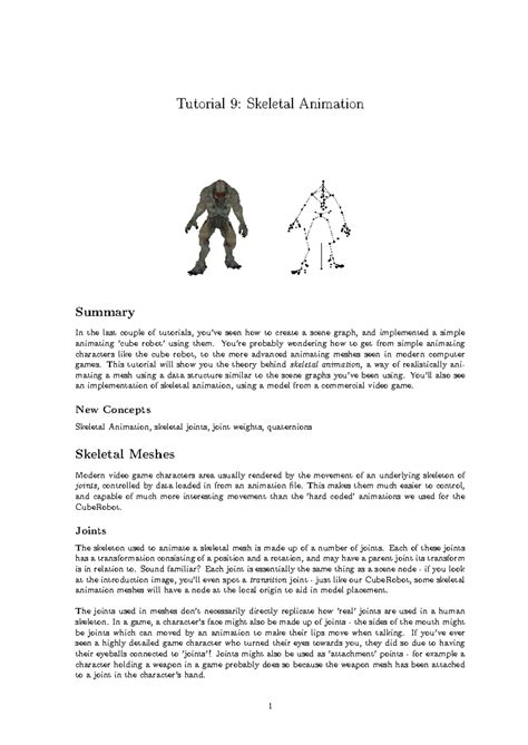 Tutorial 9 Skeletal Animation Tutorial 9 Skeletal Animation Summary In The Last Couple Of