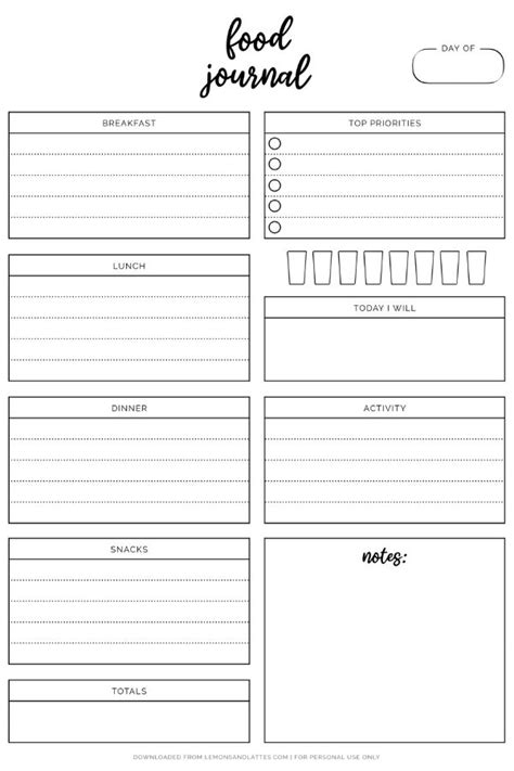 The Food Journal Is Shown In Black And White With Lines On Each Page To Help You