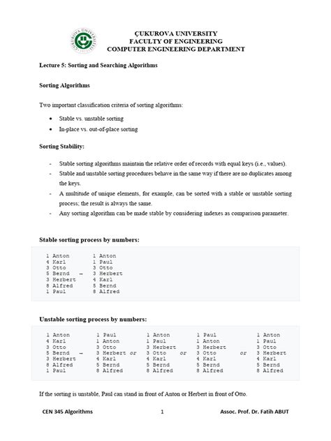 Lecture5sorting Searching Algorithms Pdf Time Complexity