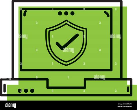 Shield Security Protection Inside Laptop Technology Vector Illustration Stock Vector Image Art