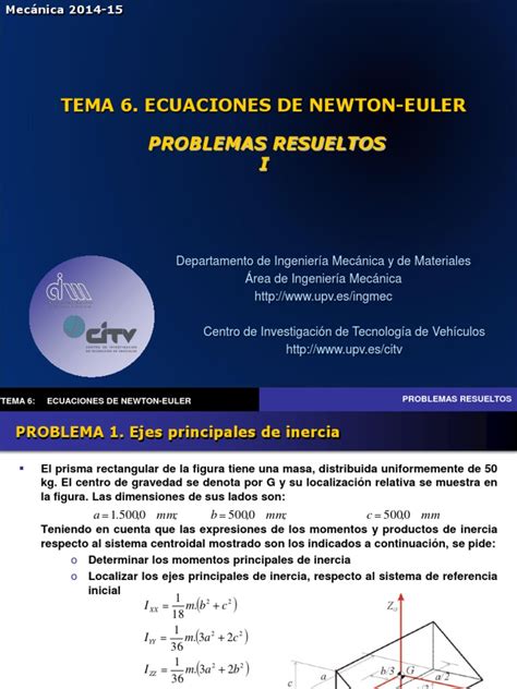 Problemas Resueltos Tema 6ecuaciones De Newton Euler 1 Pdf