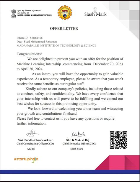 Syed Mohammad Rehaman On Linkedin Slashmark Aicteinternship