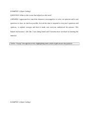 Coding Sample Docx EXAMPLE 1 Open Coding QUESTION What In This Course Has Helped You The Most