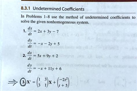 831 undetermined coefficients in problems 1 8 use the method of