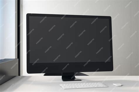 Premium Photo Black Blank Screen Of Black Computer Monitor On White Table In Light Office