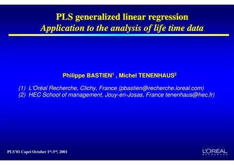 Pdf Pls Generalized Linear Regression Application To The Analysis Of
