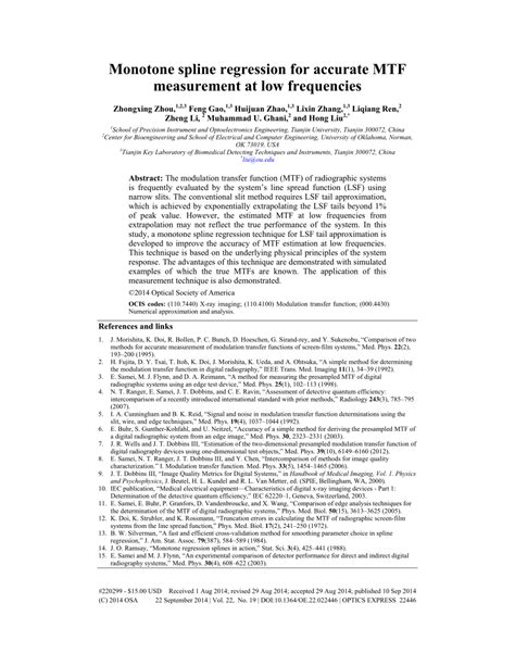 Pdf Monotone Spline Regression For Accurate Mtf Measurement At Low