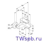 Настенный смеситель для ванны, Kludi PURE&SOLID 346810575 — T-WAY