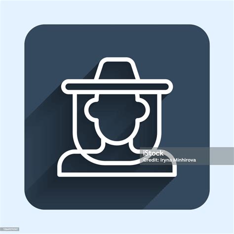 긴 그림자 배경으로 격리 된 보호 모자 아이콘흰색 라인 양봉가 특수 보호 유니폼 파란색 정사각형 버튼 벡터 건강한 생활방식에 대한 스톡 벡터 아트 및 기타 이미지 Istock