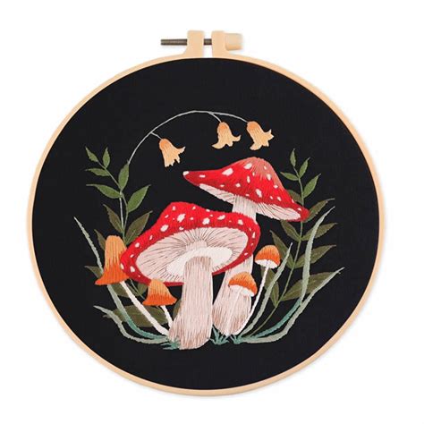 Diy Embroidery Kits For Beginners Mushroom Pattern Cross Stitch Starter