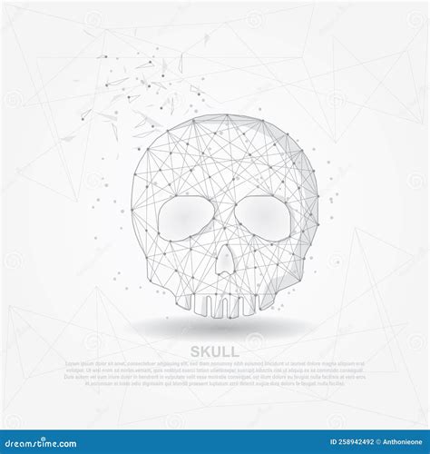 Skull Digitally Drawn In The Form Of Broken A Part Triangle Shape Stock