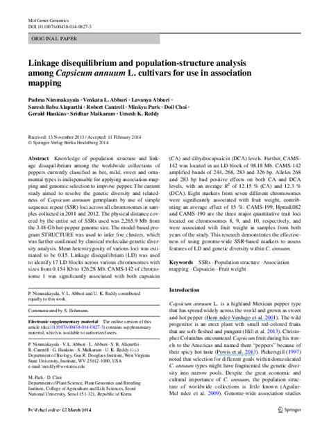 Pdf Linkage Disequilibrium And Population Structure Analysis Among