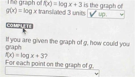Solved The Graph Of Fxlog X3 Is The Graph Of Gxlog X Translated