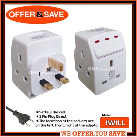 3 Way Multi Adaptor Plug 2 Pin Direct With Neon Indicator Shopee Singapore