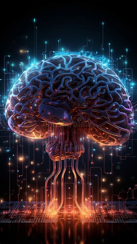 Artificial Intelligence Digital Concept With Brain Shape Stock Illustration Illustration Of