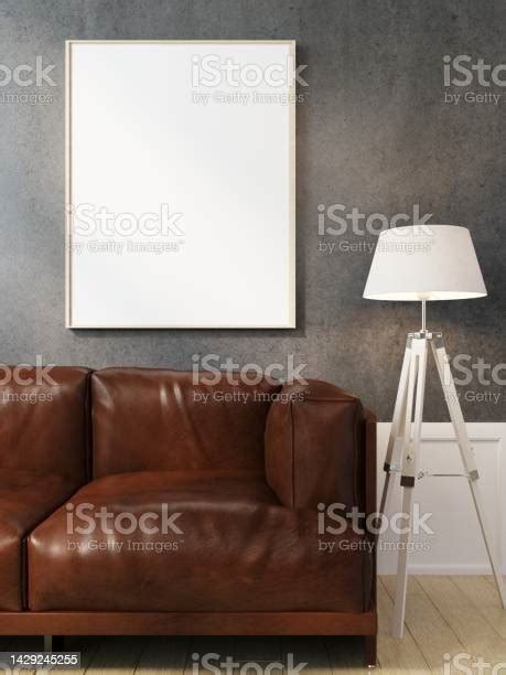 현대 인테리어 나무 바닥 콘크리트 벽 배경 스칸디나비아 스타일 로프트 스타일 3d 렌더링에서 포스터 프레임을 모의 0명에 대한 스톡 사진 및 기타 이미지 Istock