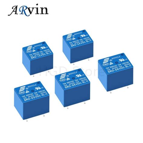 5db Relék Srd 05vdc Sl C Srd 12vdc Sl C Srd 24vdc Sl C 5 Pin Dc 3v 5v 6v 9v 12v 24v 48v 10a