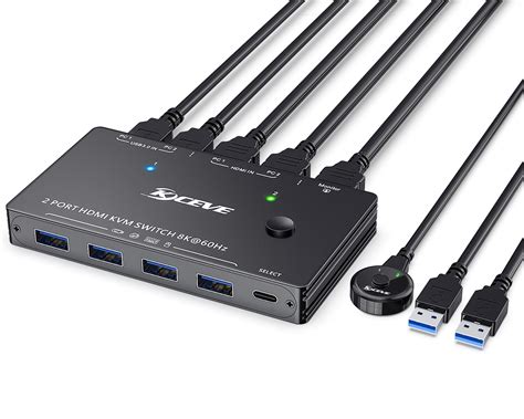 Kceve Usb30 Kvm 스위치 Hdmi 2 포트 8k 60hz Hdmi 21 Kvm 스위치 2 컴퓨터 1 모니터 및 4 Usb 30 포트 Hdcp 23