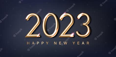 Premium Vector Happy New Year 2023 Golden Banner Golden Luxury Text 2023 Festive Numbers Design