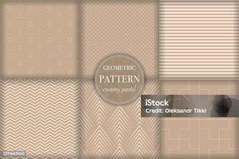 6 크림 파스텔 컬러 기하학적 패턴 배경의 집합입니다 벽지 전단지 표지 배너 디자인 템플릿 직물 직물 및 인쇄를위한 추상및 물결