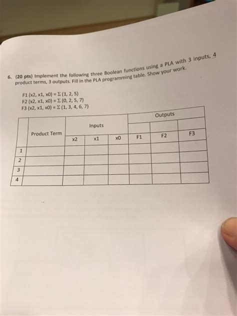 Solved 6 20 Pts Implement The Following Three Boolean