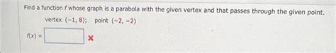 Solved Find A Function F Whose Graph Is A Parabola With The