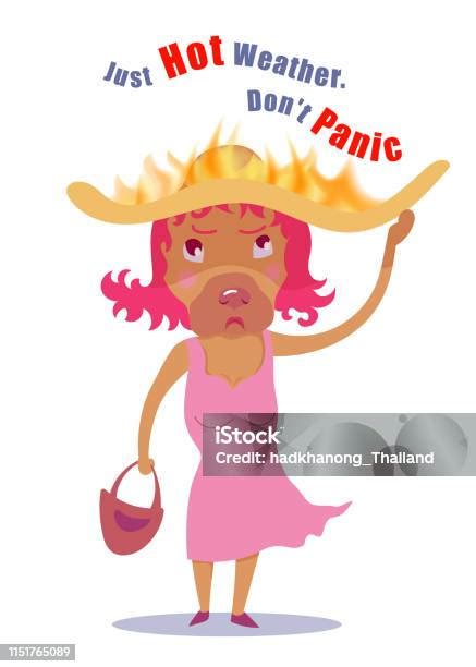 힙 스 터 소녀 천재는 가방을 들고 낮에는 열에 의해 점화 되는 넓은 모자를 착용 합니다 유머에 대한 스톡 벡터 아트 및 기타