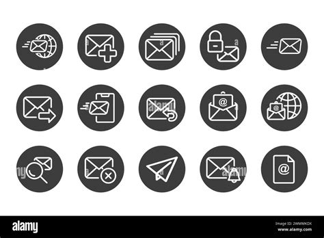 mailing solid icon set black and white containing mail email mailbox letter post office