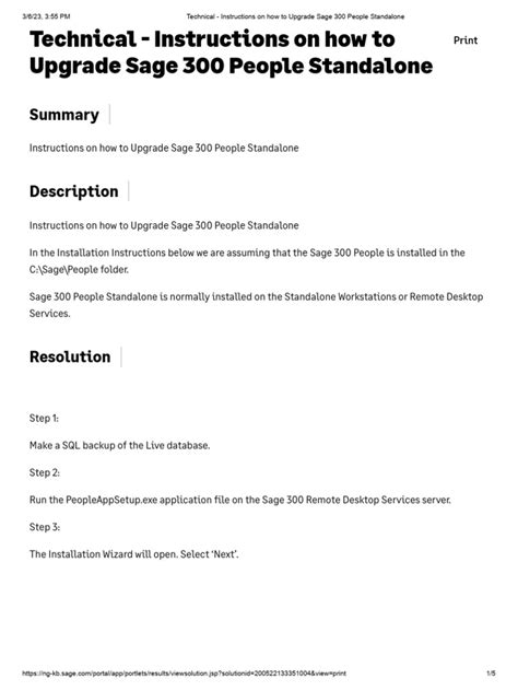 Technical Instructions On How To Upgrade Sage 300 People Standalone Pdf Databases Remote