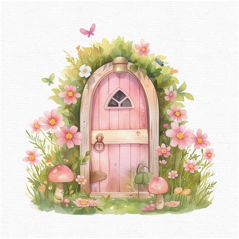Pink And Purple Fairy Door Clipart 🧚‍♀️ For Fairy Garden Crafts
