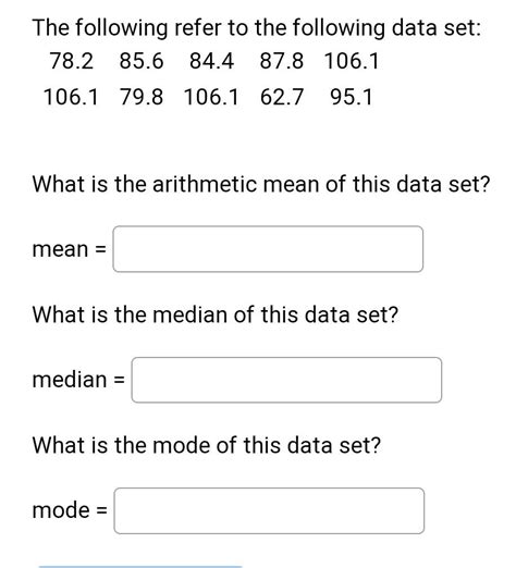 Solved The Following Refer To The Following Data Set What Chegg Com